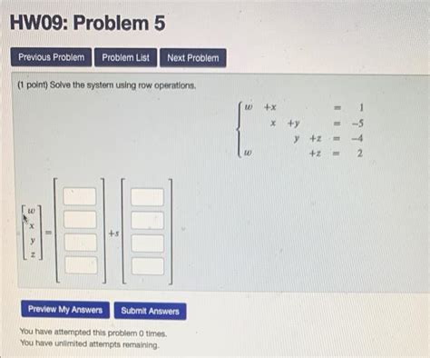 Solved Hw09 Problem 5 Previous Problem Problem List Next