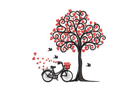 Elegant Love Tree Embroidery Design