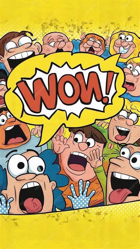 Comic cartoon speech bubble for wow emotions on yellow backdrop | Premium AI-generated image