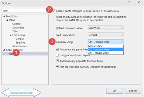 XAML Designer Options In Visual Studio
