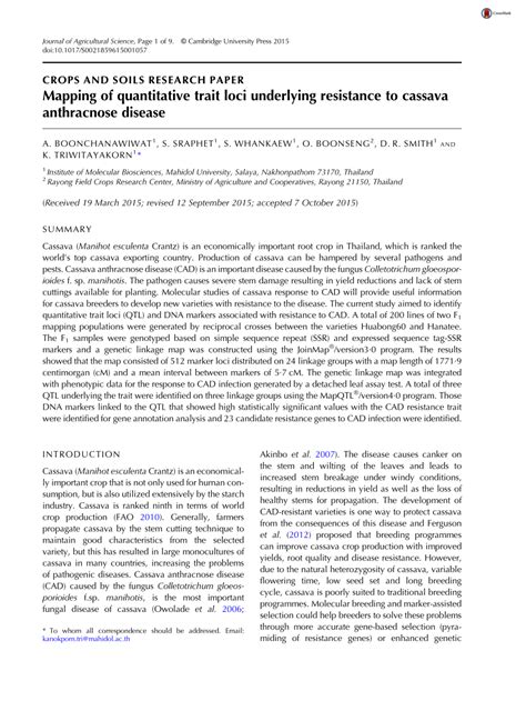 pdf mapping of quantitative trait loci underlying resistance to