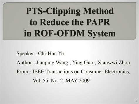 Ppt Pts Clipping Method To Reduce The Papr In Rof Ofdm System