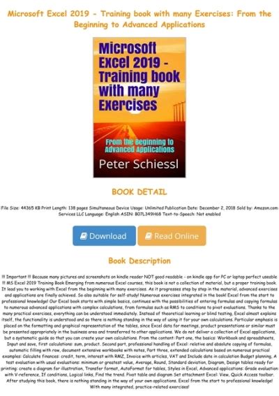[FREE] [DOWNLOAD] Microsoft Excel 2019 - Training book with many Exercises: From the Beginning ...