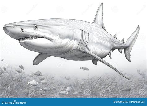 Illustration Of A Great White Shark Carcharodon Carcharias