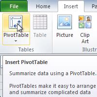 Excel Creating PivotTables