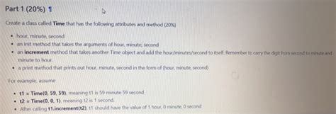 solved part 1 20 1 create a class called time that has