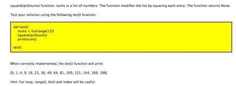 Solved Squareeach Nums Function Nums Is A List Of Numbers