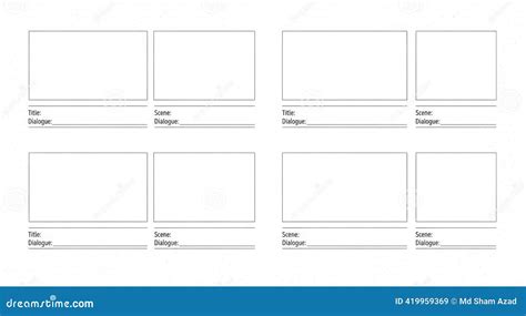 Blank Storyboard Template With Eight Panels For Visual Planning Stock
