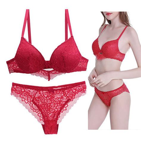 Bilikeyu Womens Underwire Lace Bras Pu Sh Up Bra And Bikini Pan Ties