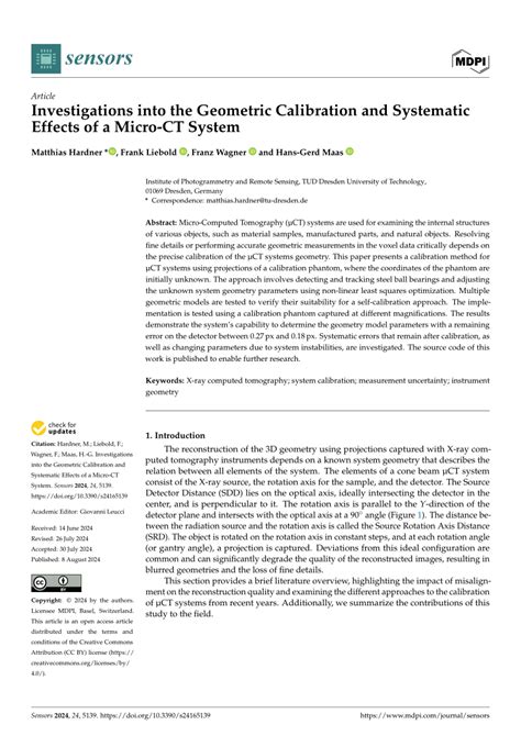 Pdf Investigations Into The Geometric Calibration And Systematic Effects Of A Micro Ct System