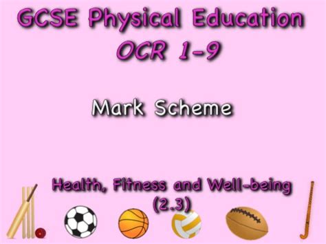 Gcse Ocr Pe 2 3 Healthy Lifestyle End Of Unit Test Mark Scheme Teaching Resources
