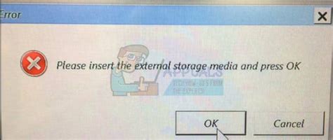 fix please insert the external storage media and press ok
