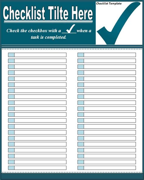 4 Checklist Templates Word Excel Sample Templates To Do List Printable