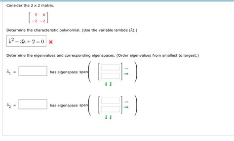 Solved Consider The 2 X 2 Matrix 2 2 Determine The Chegg Com
