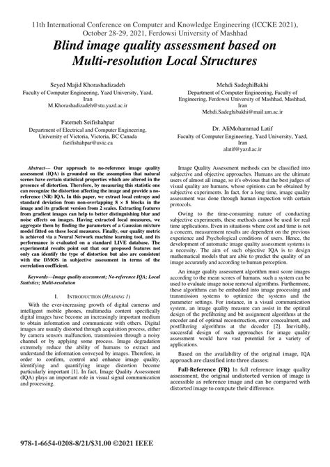 PDF Blind Image Quality Assessment Based On Multi Resolution Local Structures