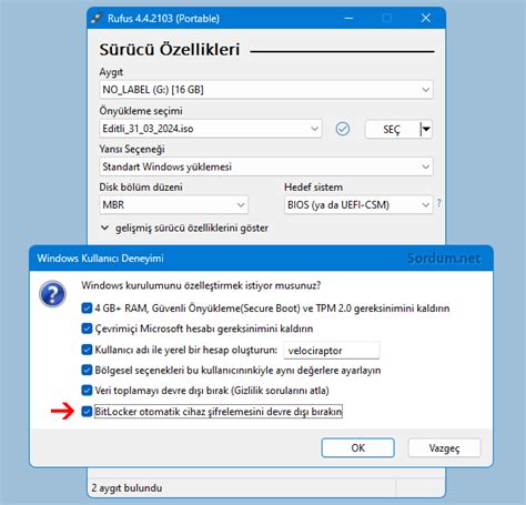 Windows Kurulumunda Bitlocker I Devre Dışı Bırakın