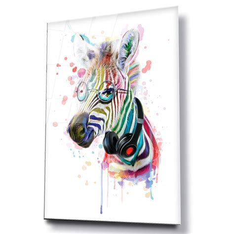 Dj Zebra Abstract Multicolour 1st Glass Art