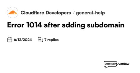 Error 1014 After Adding Subdomain Cloudflare Developers
