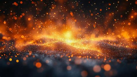 Abstract Image Of Glowing Orange Particles Creating A Warm And Dynamic Visual Effect Stock