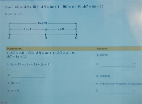 Solved Given AC AB BC AB X BC X AC X Prove X Statements Reasons AC AB BC AB X