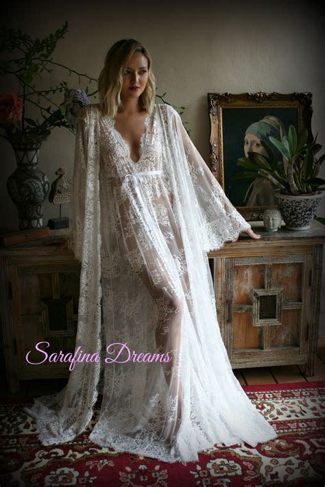 Bridal Lace Wedding Robe Bridal Lingerie Wedding Sleepwear Off Etsy Canada