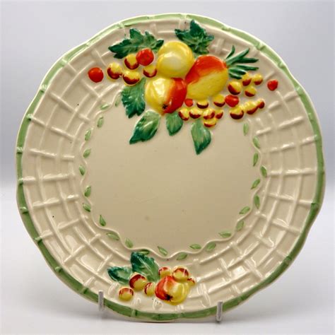 Antique Clarice Cliff Aj Wilkinson 1930s Basket Weave Plate Antiques Co Uk