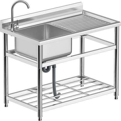 Free Standing Stainless Steel Sink Commercial Kitchen Sink With
