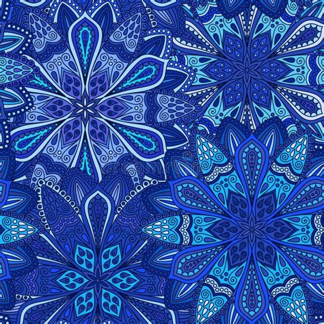 Blue Flower Pattern Boho Background Stock Vector Illustration Of