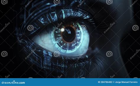 illustration biometric scan of a female eye ai generative stock