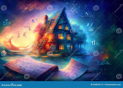 A Fantasy Math Background Featuring Imaginary Mathematical Equations Formulas And Symbols