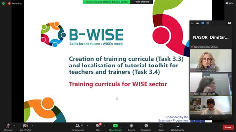 Работна среща по проект B Wise НАЦИОНАЛНА АСОЦИАЦИЯ НА СОЦИАЛНО ОТГОВОРНИТЕ РАБОТОДАТЕЛИ