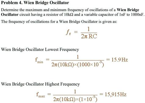 solved problem 4 wien bridge oscillator determine the maximum and