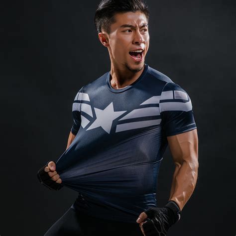 New Comic Superhero Compression Shirt Captain America Iron Man Fit