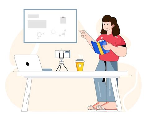 온라인 강의 평면 벡터 일러스트 레이 션 프리미엄 벡터