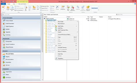 How To Use Advanced Installer For An Excel DNA Project
