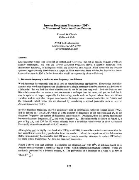 Pdf Inverse Document Frequency Idf A Measure Of Deviations From