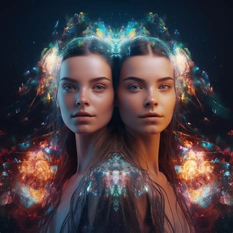 Premium Ai Image Generative Ai Twins Sister Posing In Scifi