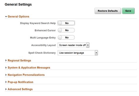 Understanding The My Preferences User Interface