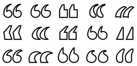 A Diverse Collection Of Black Outline Quotation Vector Image