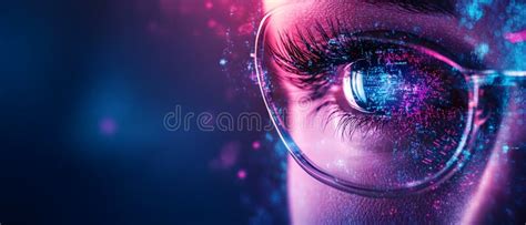 Futuristic Eye With Digital Data Overlay Technology Artificial Intelligence Concept Stock