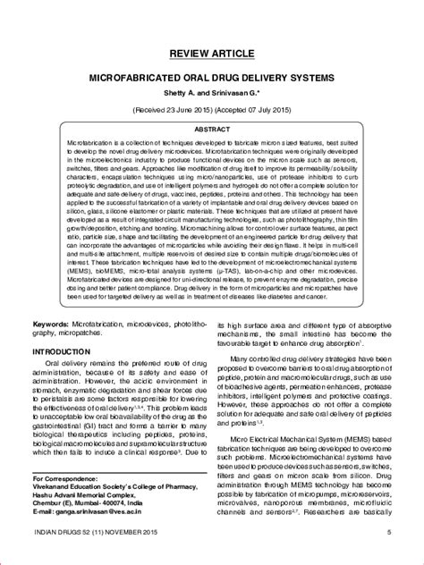 Pdf Microfabricated Oral Drug Delivery Systems