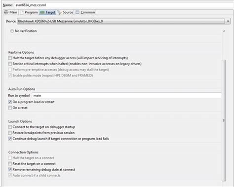 CCSv Non Intrusively Connecting To Running Target And Enabling Real Time Mode Code Composer