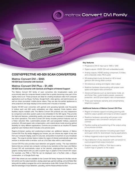 COST EFFECTIVE HD SDI SCAN CONVERTERS