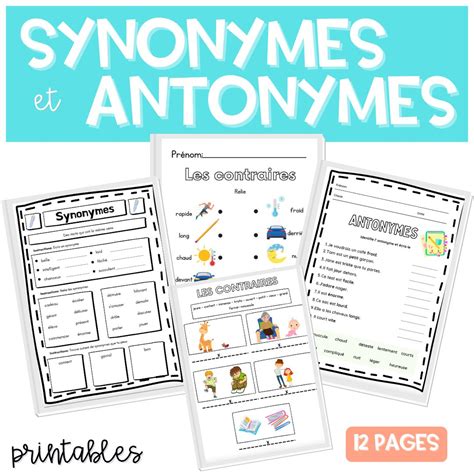 Antonymes Contraires Synonymes Livret ActivitÉs Etude De La Langue Ce1 Ce2 Cm1 La Salle