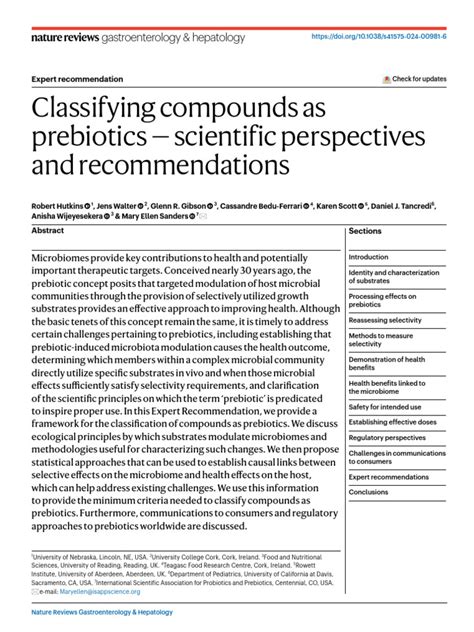 Classifying Compounds As Prebiotics Scientific Perspectives And