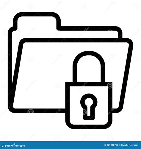 Lock Folder Line Icon Padlock On Folder Vector Illustration Isolated