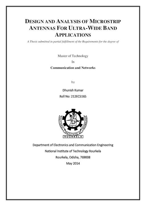 Pdf Design And Analysis Of Microstrip Antennas For Ethesisnitrklac