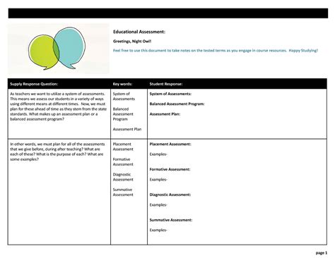 Copy Of Educational Assessment Course Notes Educational Assessment Greetings Night Owl Feel