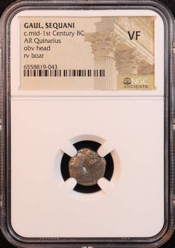Gaul Sequani Silver Quinarius 1st Century Bc Ngc Vf Julius Caesar