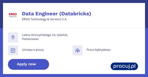Oferta Pracy Data Engineer Databricks Ergo Technology And Services Sa Gdańsk